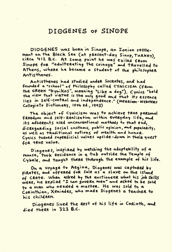 Webcomics Love: John Porcellino’s King-Cat Comics, “Diogenes of Cinope ...